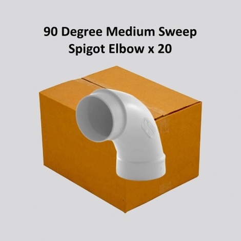 90 Degree Medium Sweep Spigot Elbow x 20